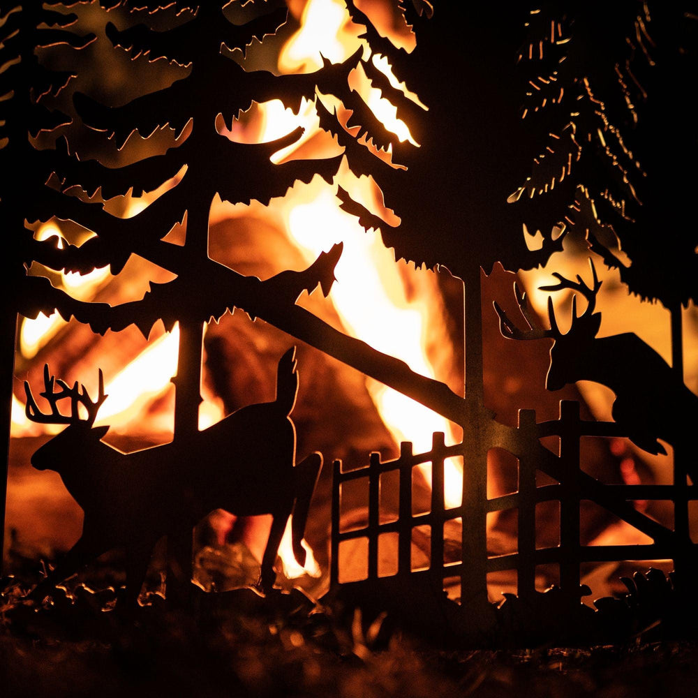 Personalized Deer Scene Fire Pit Ring - Cool Metal Signs